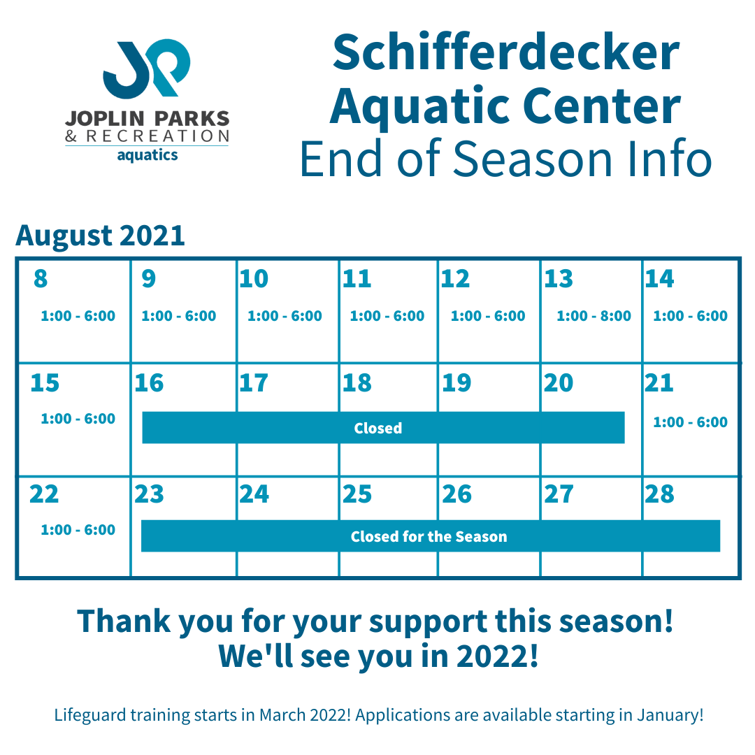 Schifferdecker Aquatic Center’s End-of-Season Schedule Announced ...